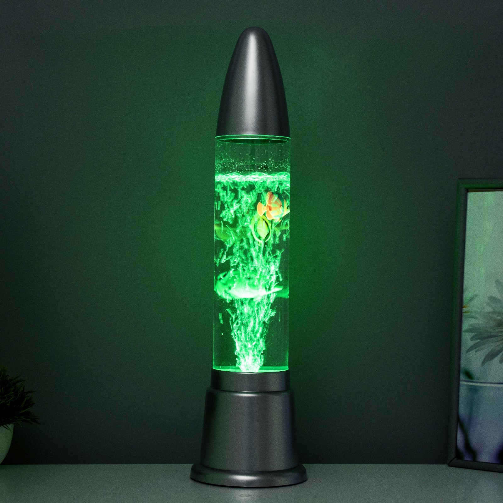 Светильник "Аквариум" LED RGB, лава, серебро 12x12x50 см (9944859 ...