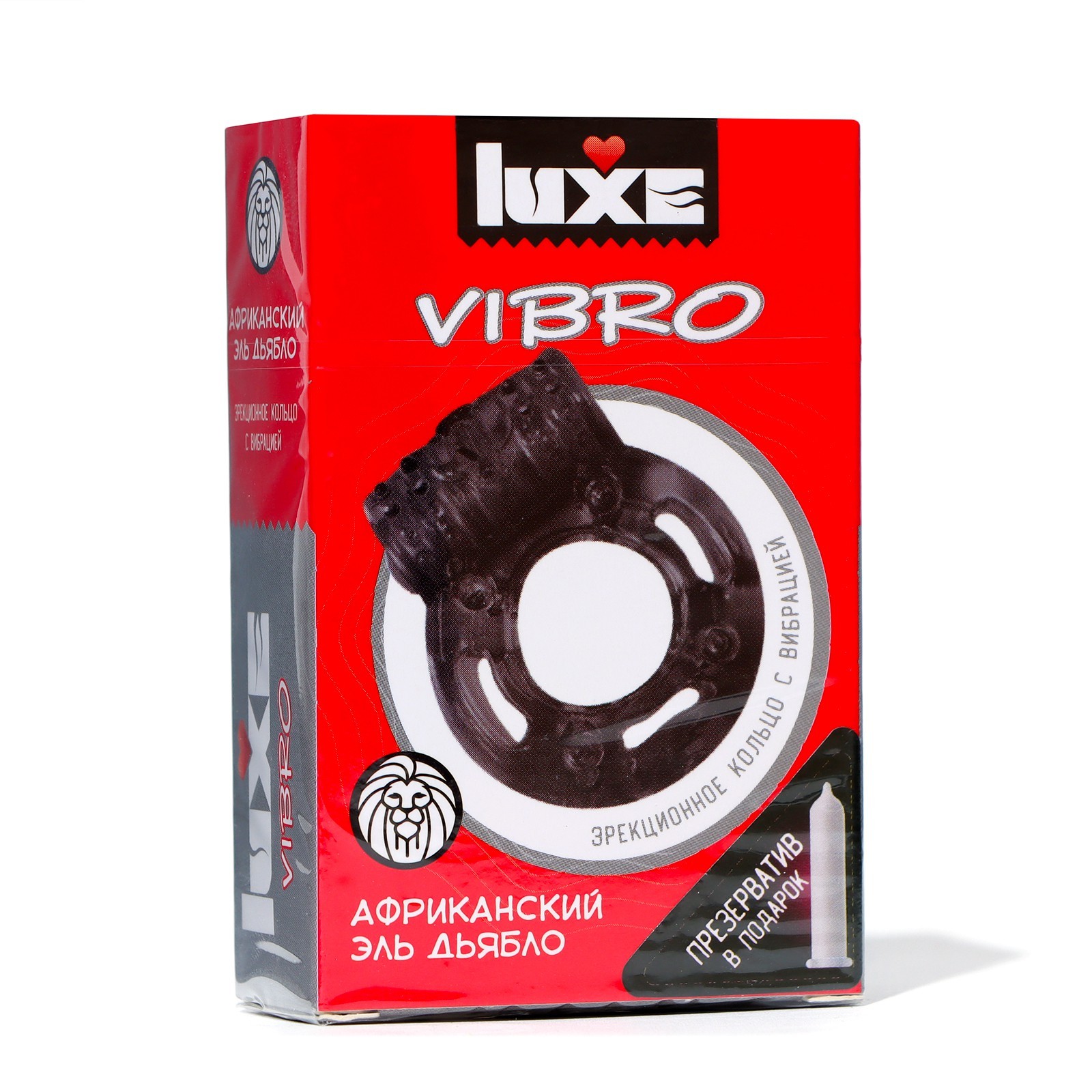 Виброкольцо LUXE VIBRO "Африканский Эль Дьяблос" + презерватив, 1 шт ...