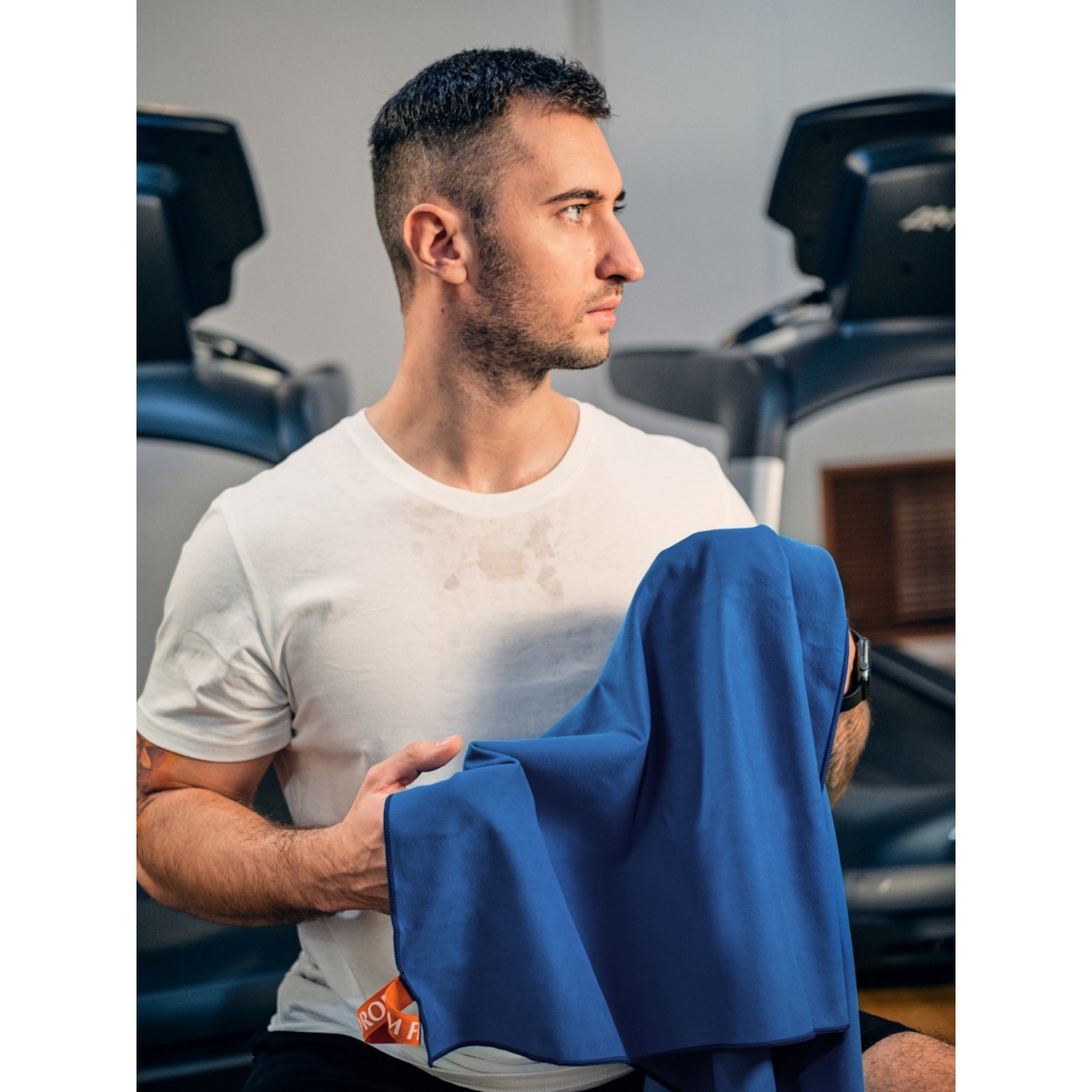 Полотенце для фитнеса Bench press, размер 80х130 см, цвет синий ...