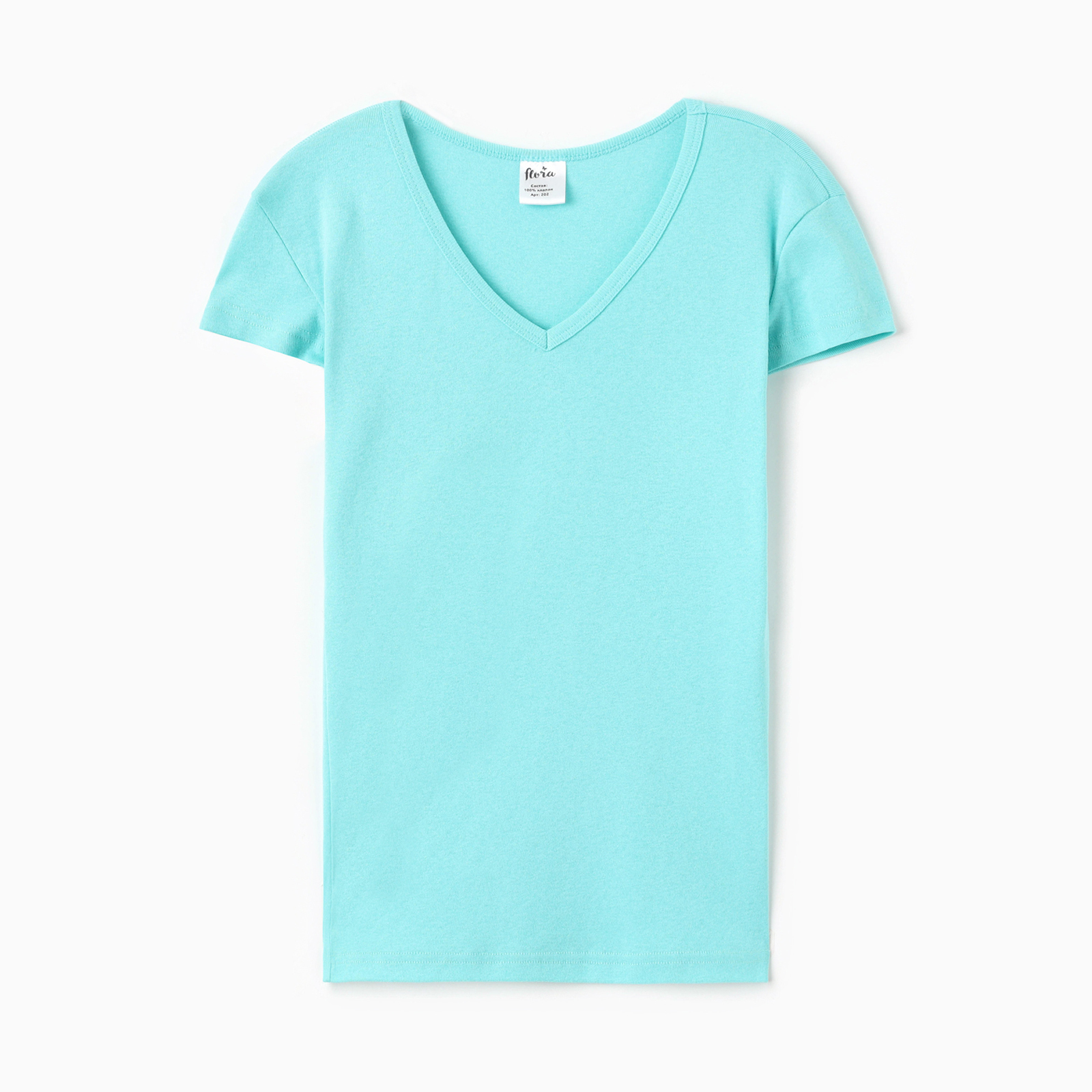 Футболка женская V-образный вырез, цвет бирюзовый, размер 50 (10100212 ...