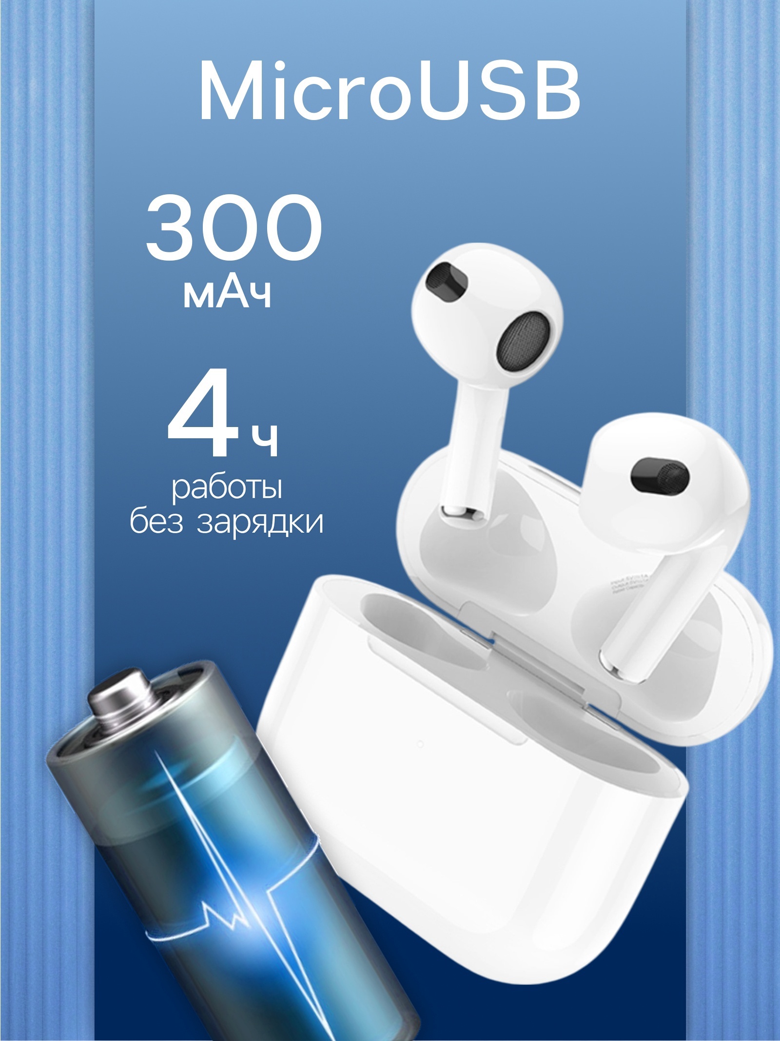 Наушники беспроводные Hoco EW20, TWS, вкладыши, Bluetooth 5.3, 30/300 ...