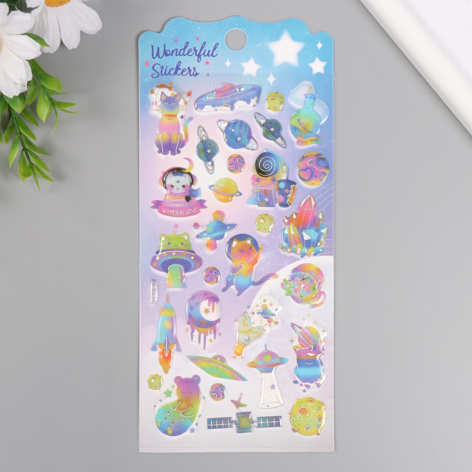 Наклейки для творчества пластик "Космические приключения" 9,3х20,4 см ...