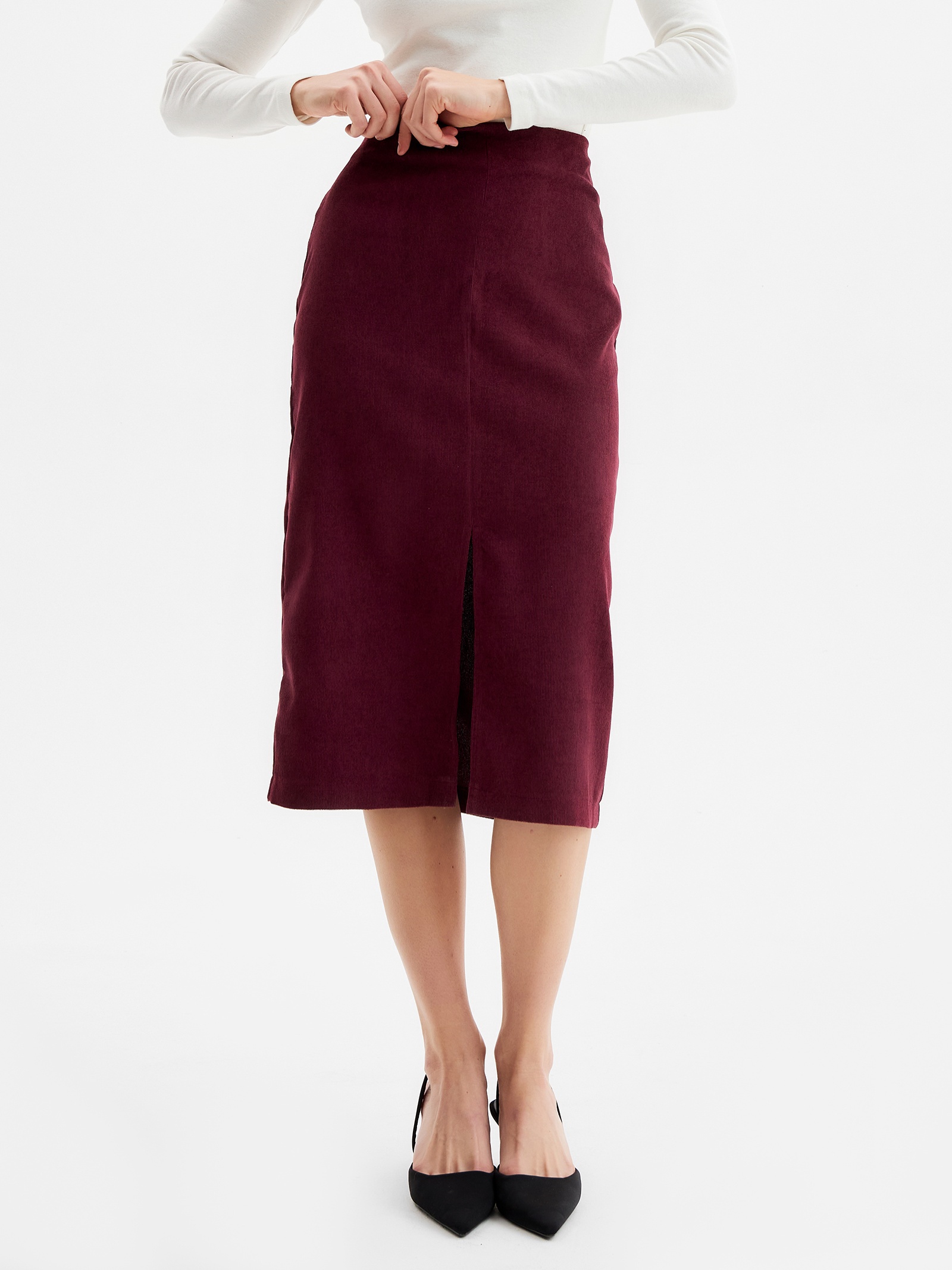 Юбка с разрезом миди женская MINAKU, бордовая, размер 46 (10776897) - Купить по цене от 1 431.00 ...