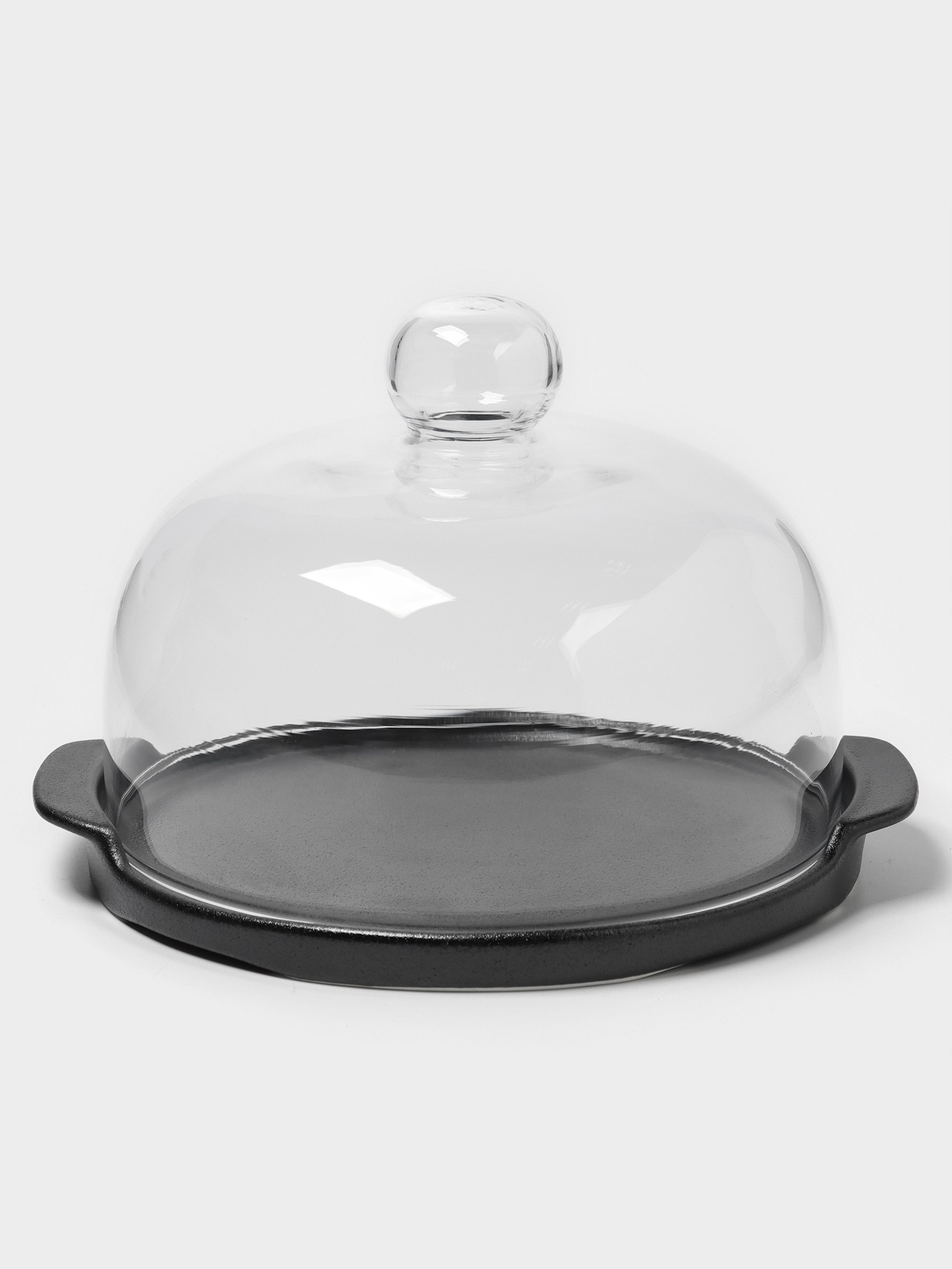 Блюдо с крышкой-клош для десертов Magistro «Галактика», фарфор, d=22 см, чёрный (10663259 ...