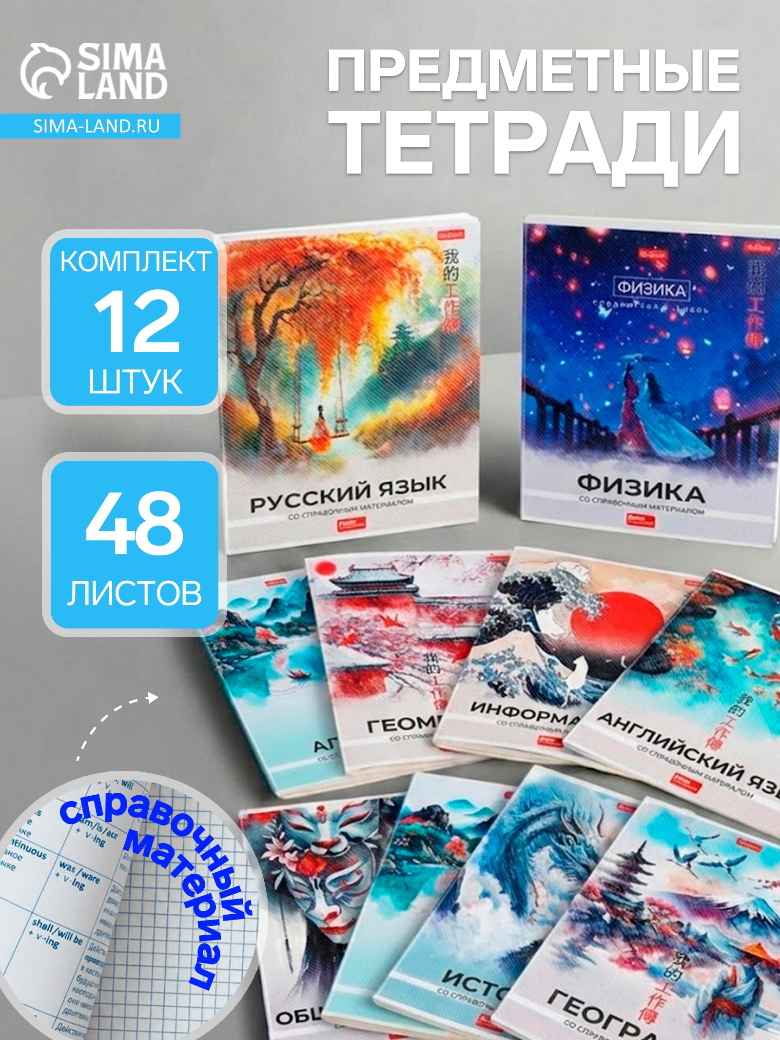 Комплект предметных тетрадей 48 листов, 12 предметов Hatber «Искусство Азии», пластиковая ...